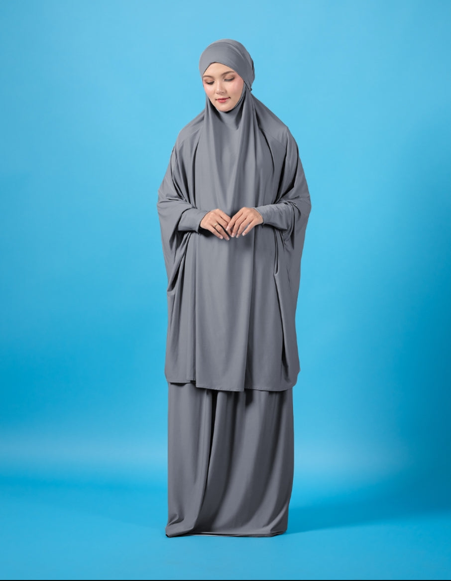 Sabreena Jersey Prayer clothes for Hajj & Umrah - Dark Grey – Aisha ...